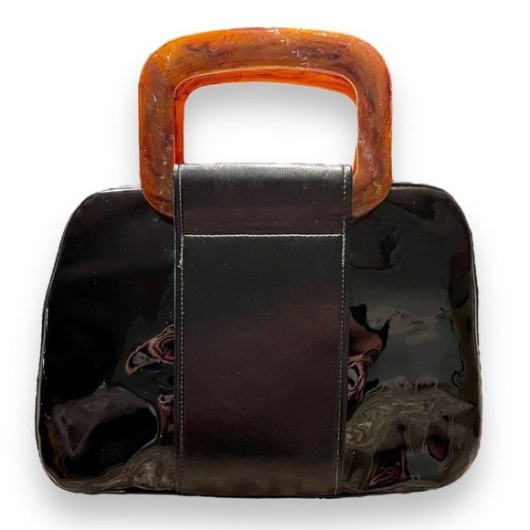 Vintage | Bags | Vintage96s Black Handbag Art Deco Tortoise Shell ...